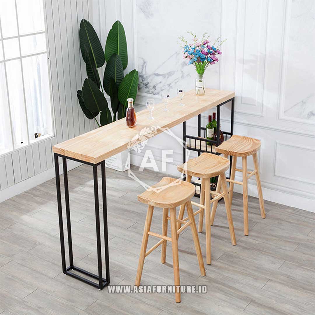 Kursi Cafe Stool Minimalis Kayu Jati - Asia Furniture Living