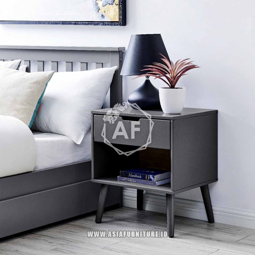 Meja Nakas Minimalis Jati Grey - Asia Furniture ID